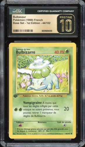 1999 Pokemon FRENCH 1st Edition Base Set Bulbizarre-Bulbasaur 44/102 ...