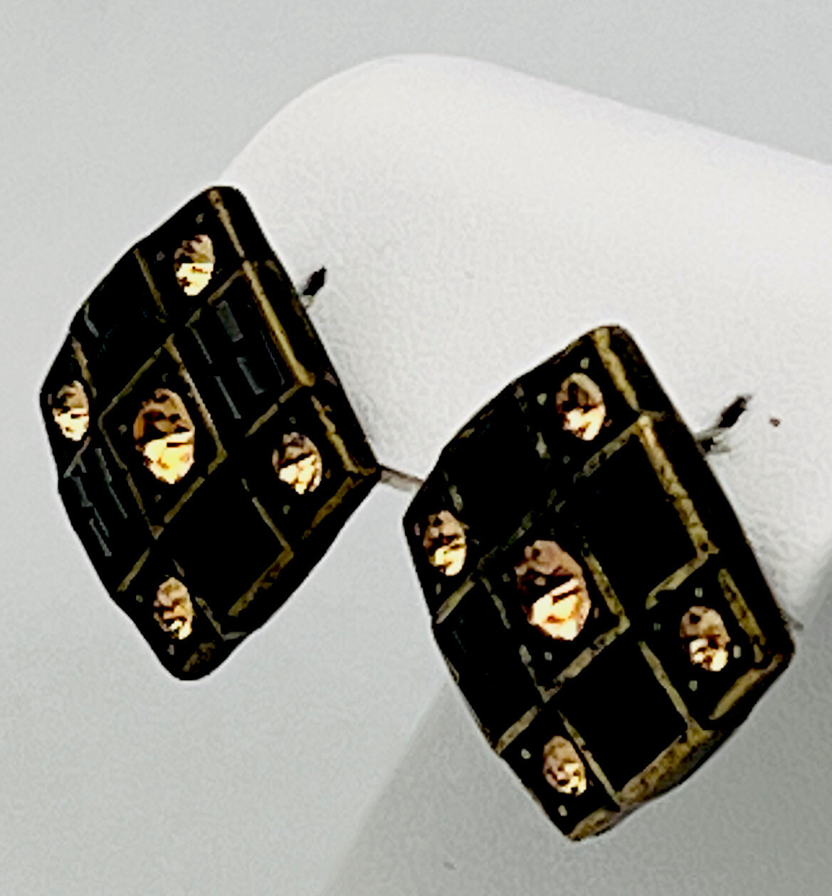 Vintage 1980-90s Brass Finish Crystal Shield Pierced Earrings | eBay