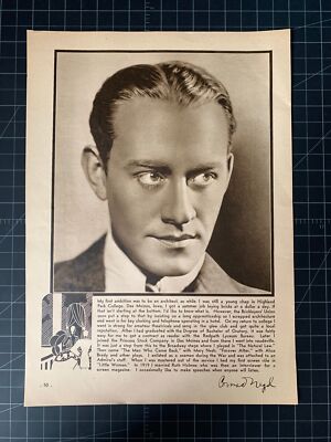 Vintage 1931 Conrad Nagel Magazine Portrait & Bio | eBay