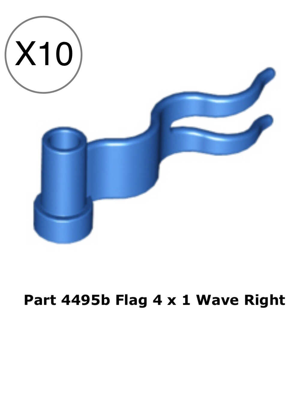 Lego 10 pieces Castle Blue Streamer Flag 4x1 with Right Wave (#4495b ...