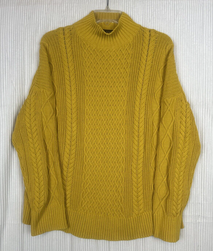 J CREW Fisherman Cable Sweater Mustard-colored pull-over cotton. Large ...