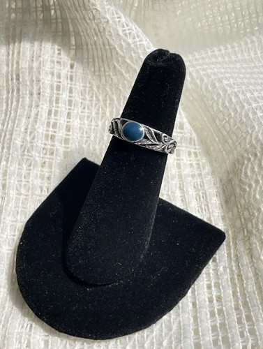 Vintage Retro Estate Preco Blue Stone Ornate Band Silver Ring sz 6 | eBay