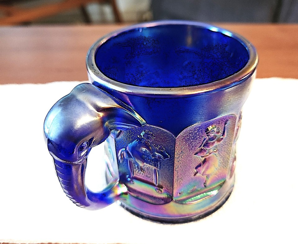 Imperial / Heisey Carnival Glass Cobalt Blue Storybook Rhyme Cup / Mug ...