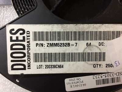 ZMM5232B DIODES INC ZMM5232B-7 DIODE ZENER 5.6V 500MW MINIMELF SMD 160 ...
