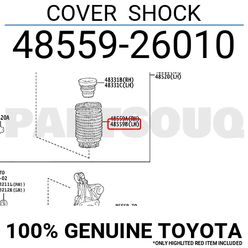 4855926010 Genuine Toyota COVER SHOCK 48559-26010 | eBay