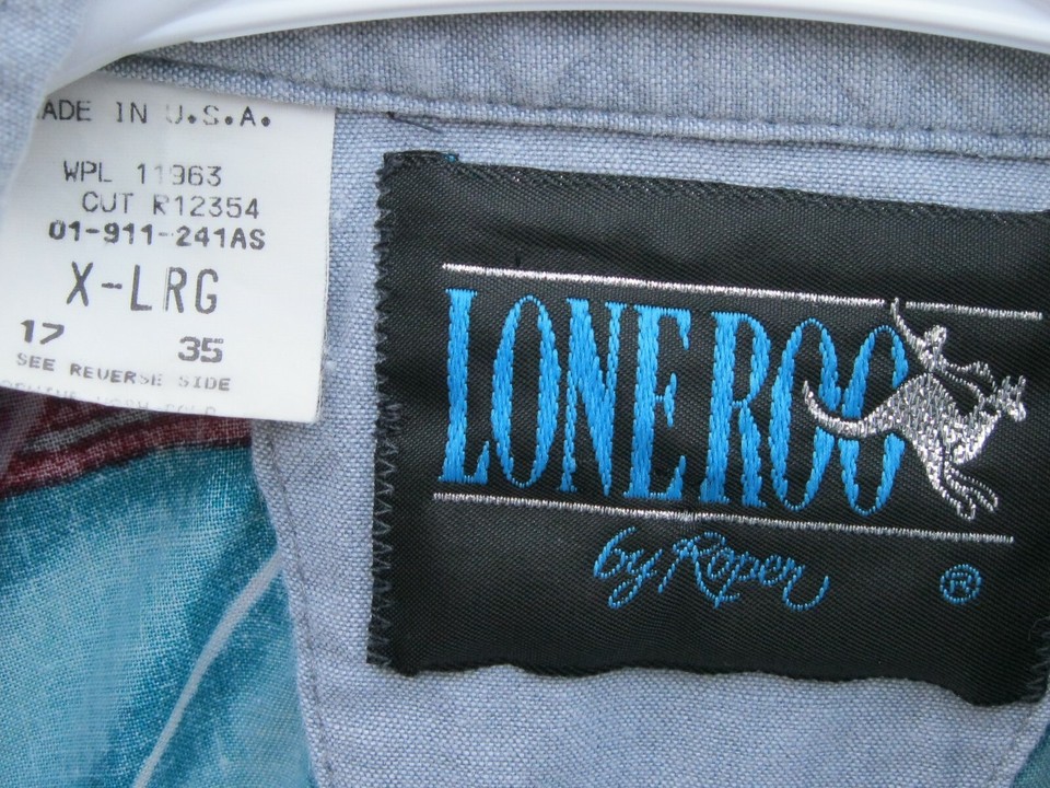 Vintage XL Lone Roo Men's Long Sleeved Shirt Roper Turquoise Western ...