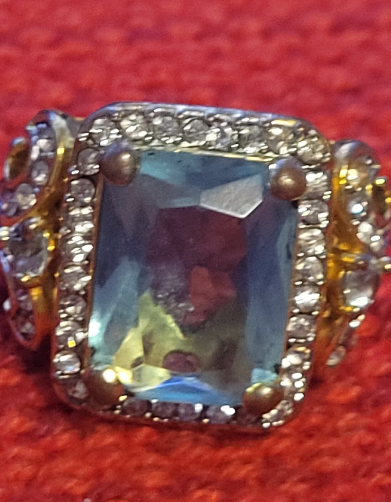 Vintage 18K HGE Faux Blue Topaz December Birthstone Sz 7 Ring 1980s ...