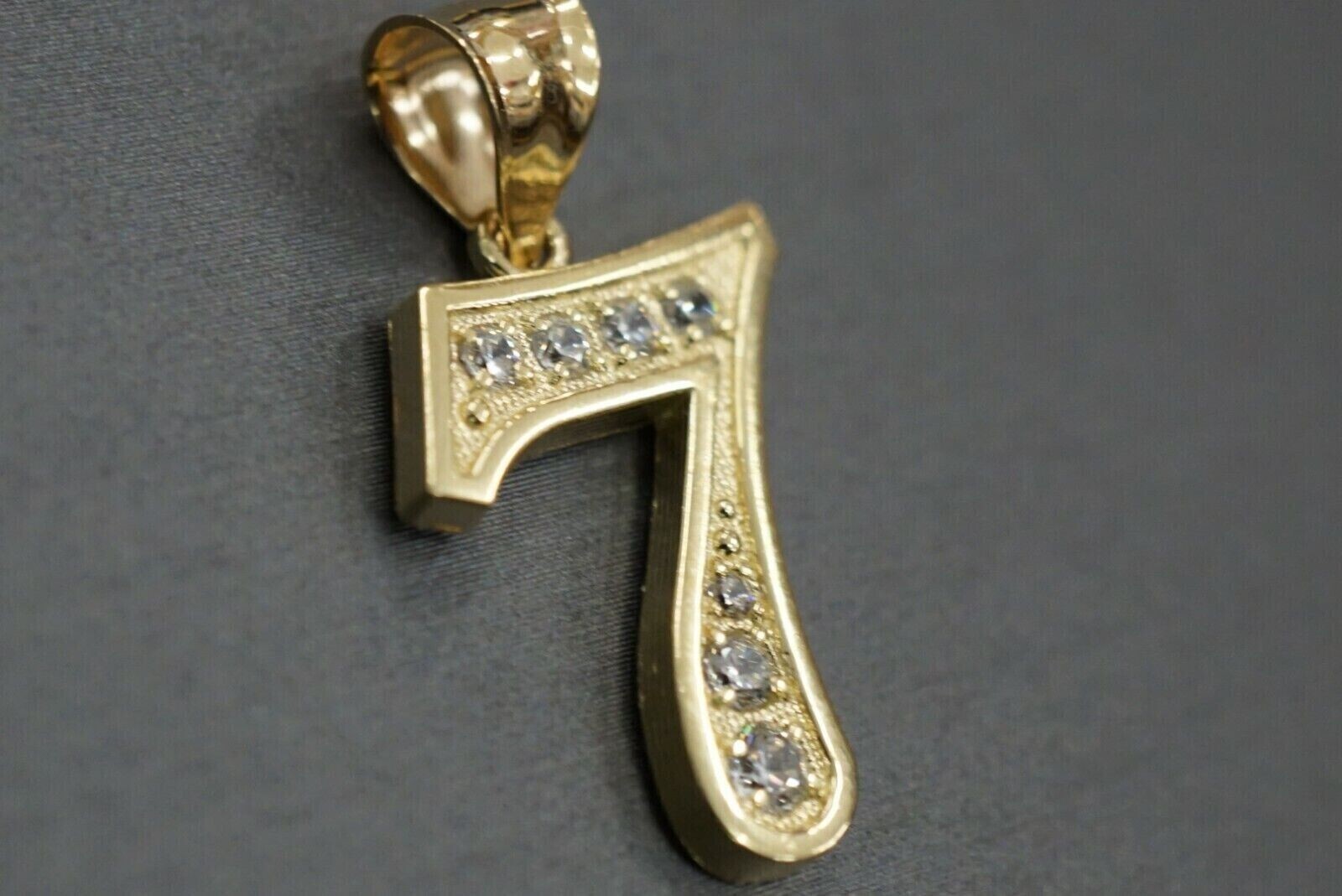 14k Yellow Gold Plated 1Ct Round Lab Created Diamond Number "7" Initial ...