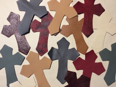 10 Leather Die Cut Crosses Patches Craft Sewing. Different colors ...