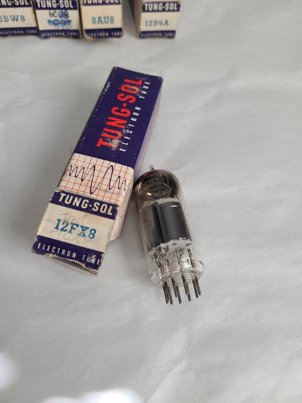 Lot 10 TUNG-SOL Electronic Tubes w BOXES 1V2, 6BQ7, 8AU8, 12FX8, 18FX6 ...