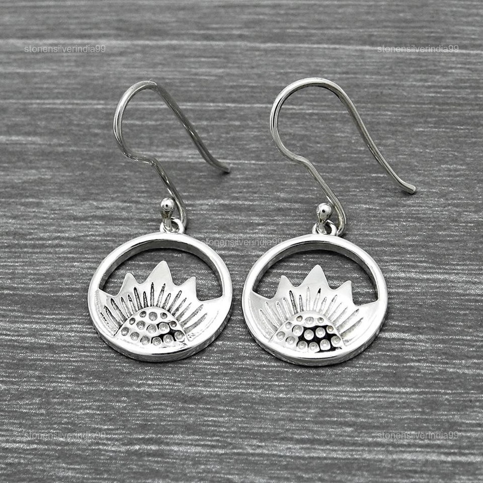 Artisan 925 Solid Sterling Silver Jewelry Drop/Dangle Sunflower ...