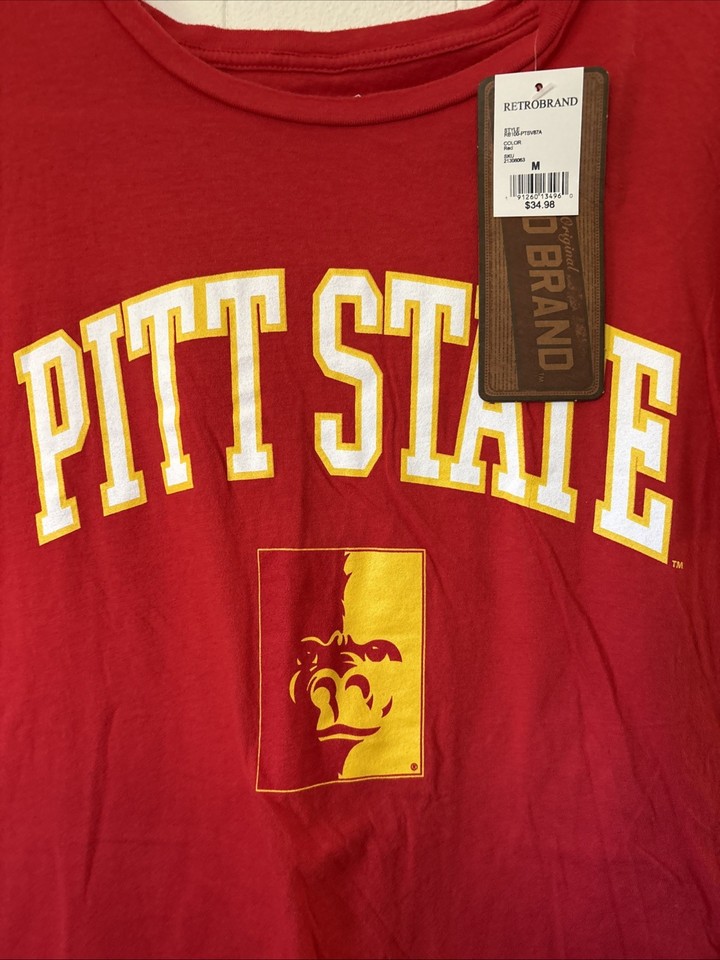 RALLY PITT STATE GORILLAS RED ARCH MASCOT SHORT SLEEVE T SHIRT SIZE M ...