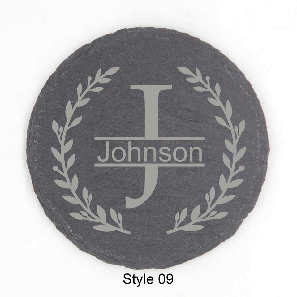 Personalized, Laser-Engraved Slate Coaster Set (4 coasters), 9 ...