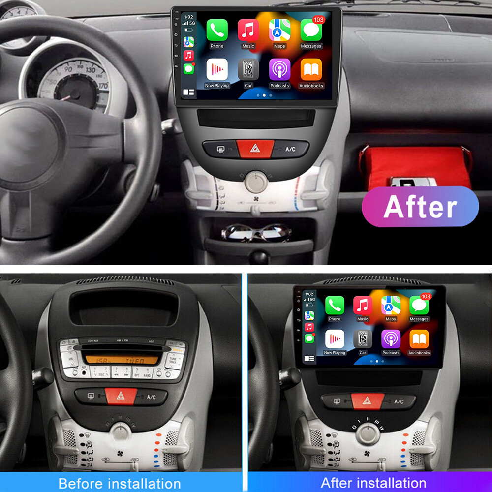 10.1" Car Stereo Radio Sat Nav Carplay BT For PEUGEOT 107 /Citroen C1 ...