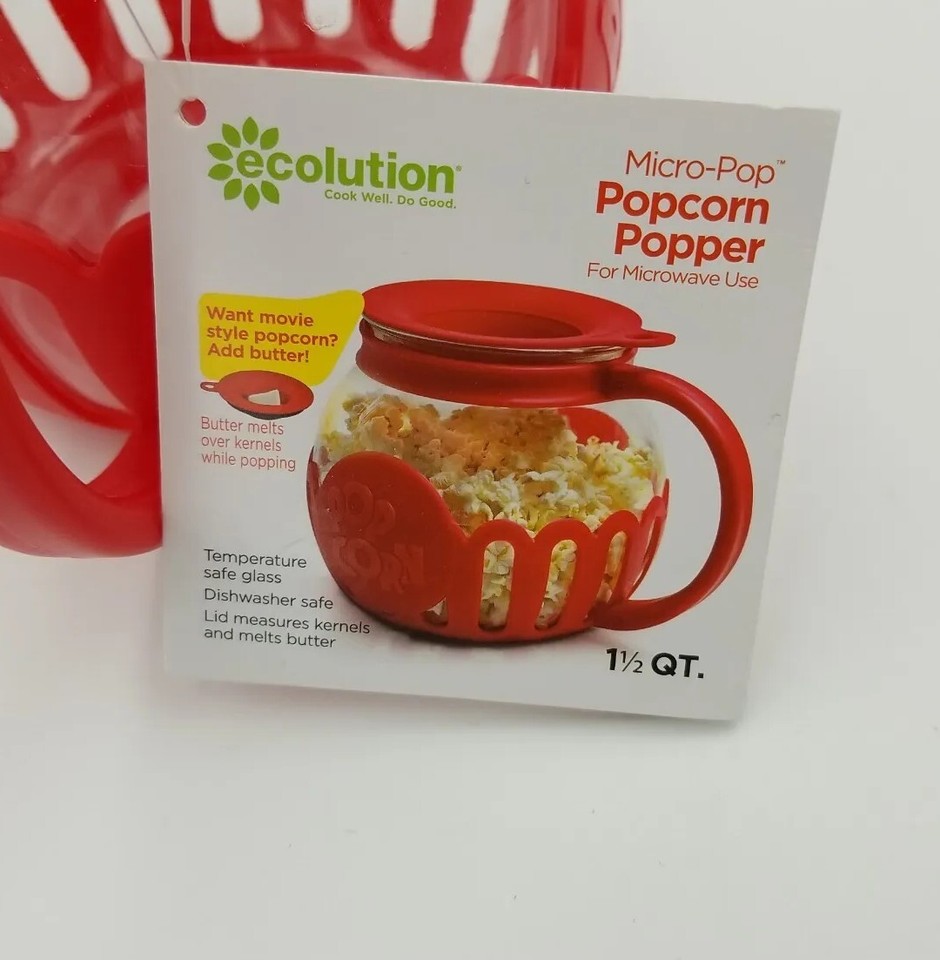 Microwave Micro-Pop Popcorn Popper Ecolution Original Tempered Glass ...