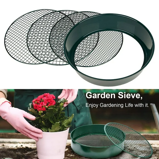 Garden Sieve Soil Sieve with Interchangeable Mesh Sizes 7mm/10mm/12mm ...