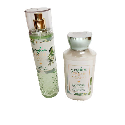 BATH & BODY WORKS GINGHAM FRESH FINE 2PC Set MIST BODY SPRAY & BODY ...