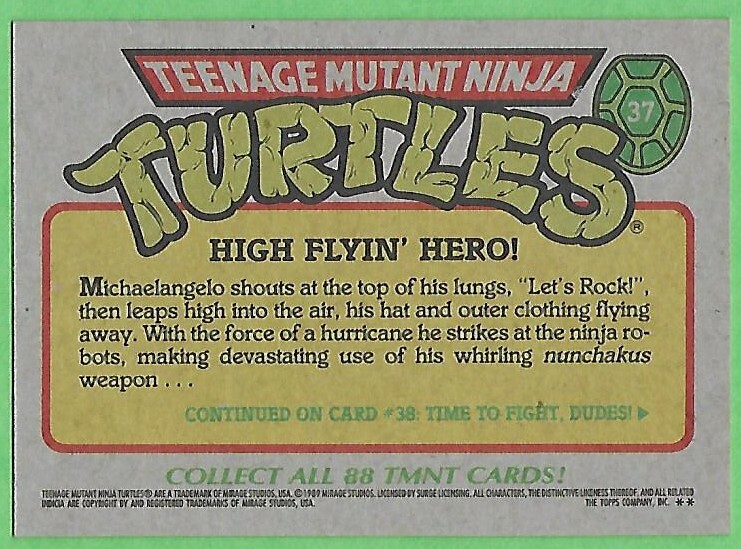 1989 Topps Teenage Mutant Ninja Turtles High Flyin' Hero! #37 | eBay