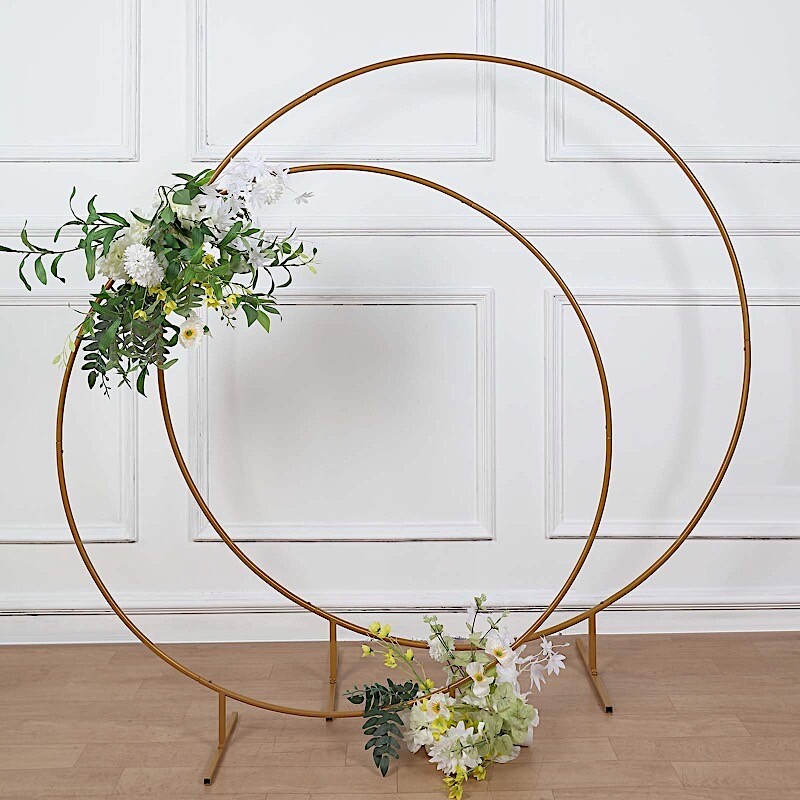 4 ft Gold Balloon Circle Metal Frame Round BACKDROP STAND Wedding Arch ...