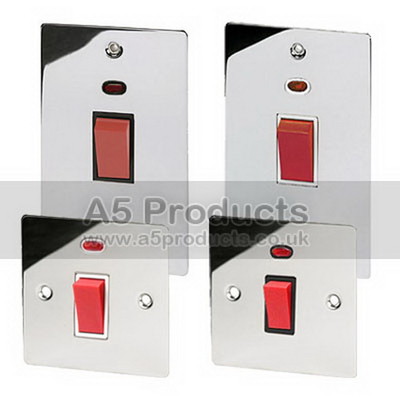 45 Amp Oven Cooker Switch with Neon Indicator Polished Mirror Chrome ...