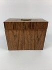 Vtg Porta File metal check file box Wood grain litho Mid century office ...