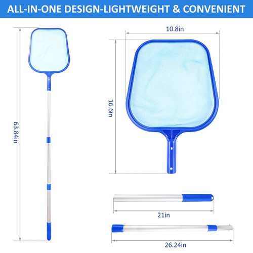 Swimming Pool Deep Leaf Net Cleaning Skimmer Net Rake Mesh Bag w ...