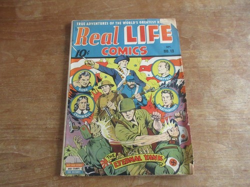 REAL LIFE COMICS #13 U.S. NAZI JAPAN BATTLE COVER HITLER STORY PANELS ...