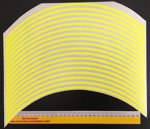 1 Set Fluro Yellow 6mm Bike Wheel Stickers 2x Wheels 4x Sides Yamaha ...