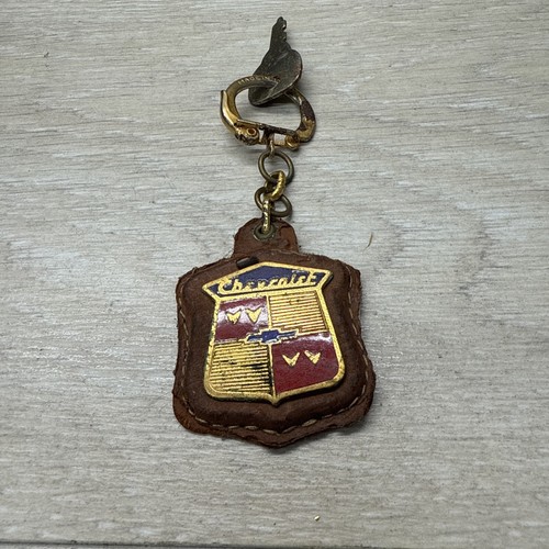ITALIAN LEATHER KEY FOB/Keychain with 1950 Chevrolet Enamel Emblem LORD ...