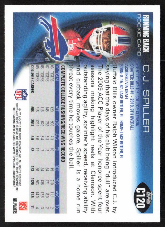 2010 Topps Chrome #C120a C.J. Spiller | eBay