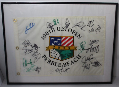 Phil Mickelson & Tiger Woods Signed 2000 US Open PGA Golf Flag Pebble ...