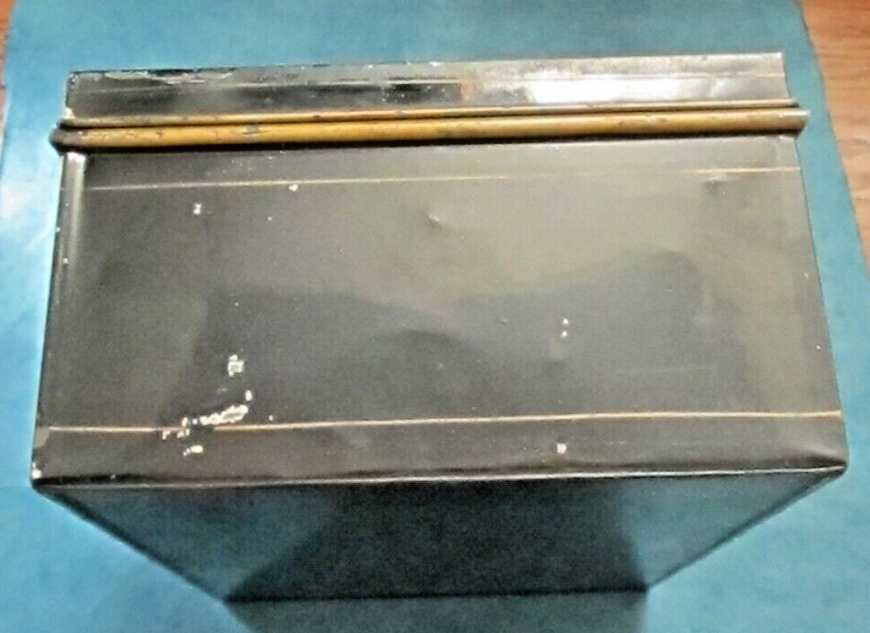 Antique black enameled steel large cash box | eBay