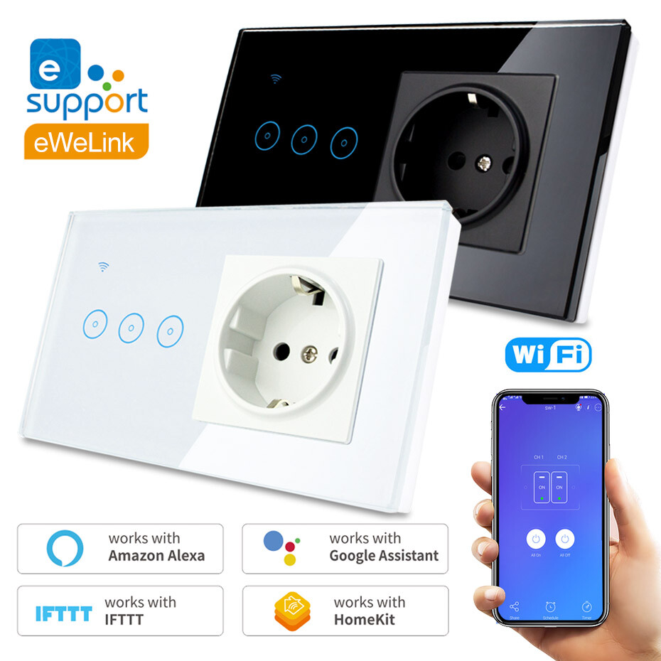 eWelink WiFi Smart Touch Switch Wall Light Voice Control Dimmer,Curtain ...