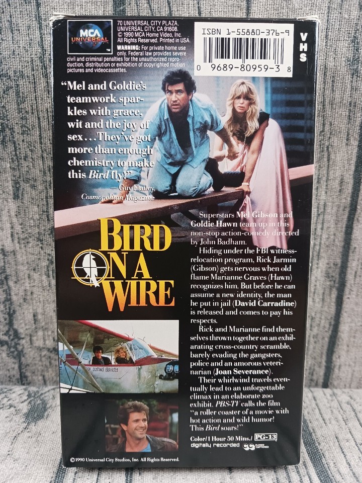 Bird on a Wire (VHS, 1990) Mel Gibson, Goldie Hawn - Pre-Owned, Good ...