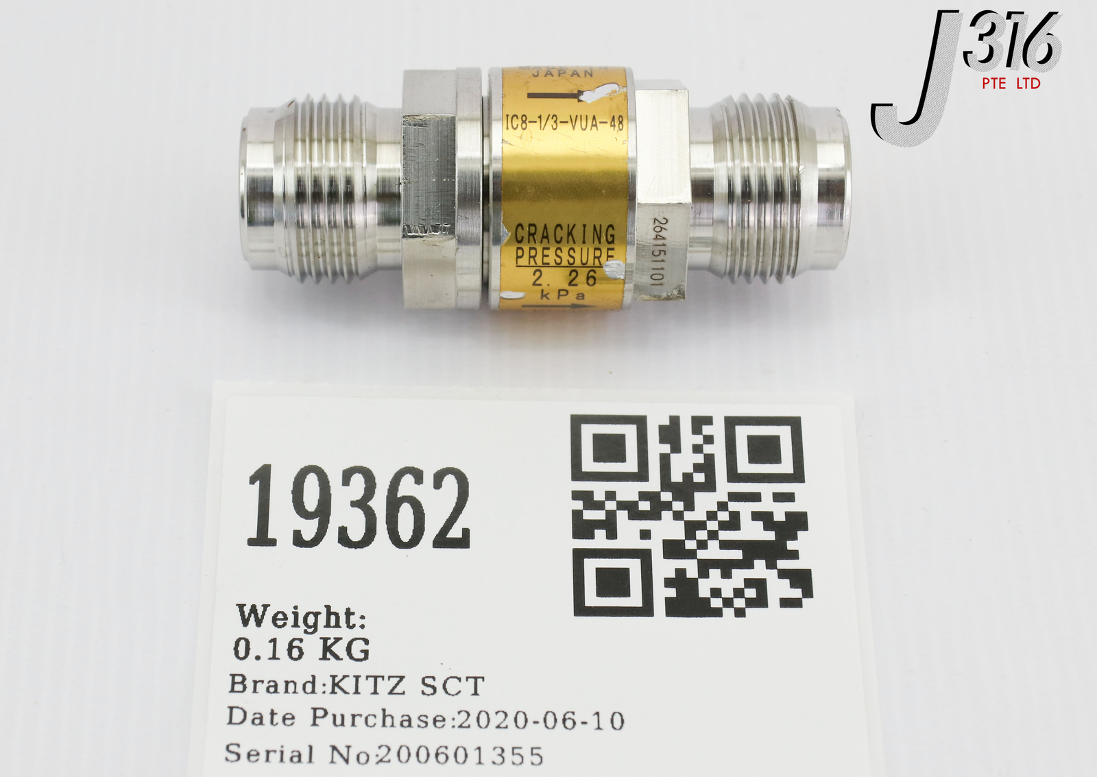 19362 KITZ SCT VALVE CHECK, 2.26KPA, 0.98MPA, 1/2" FITTING IC8-1/3-VUA ...