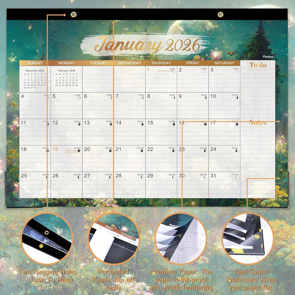 2026 Desk Calendar 17x12 Inch 12-Month Wall & Desk Pad with Notes ...
