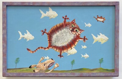 John Sumner Vintage Cat Kitten Dog Fish Landscape Surrealism Whimsical ...