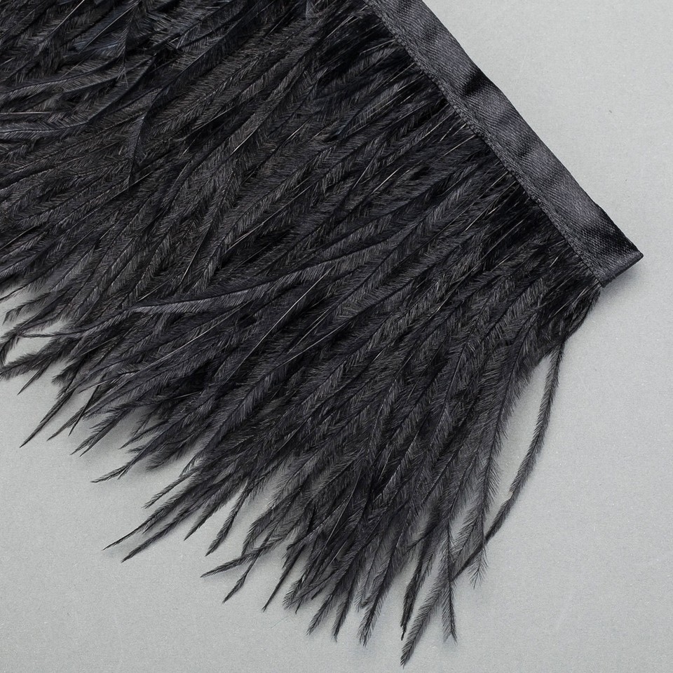 Neotrim Real Ostrich Feather Quality Satin Ribbon Trimming Fringe 9 ...