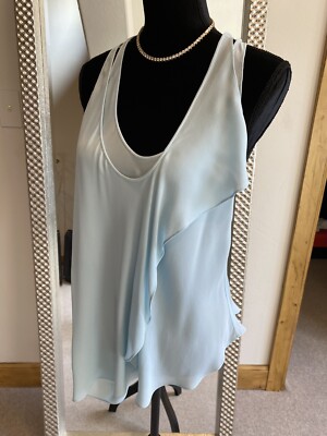 Diane von Furstenberg Blue Double Layer Silk Top US Size 6 | eBay