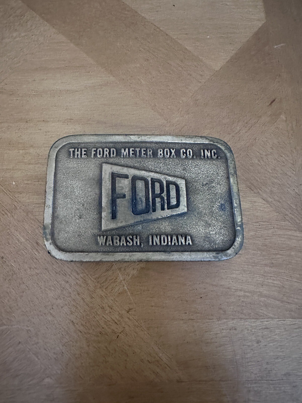 Vtg Ford Meter Box Company Brass Belt Buckle Wabash Indiana Hit Line ...