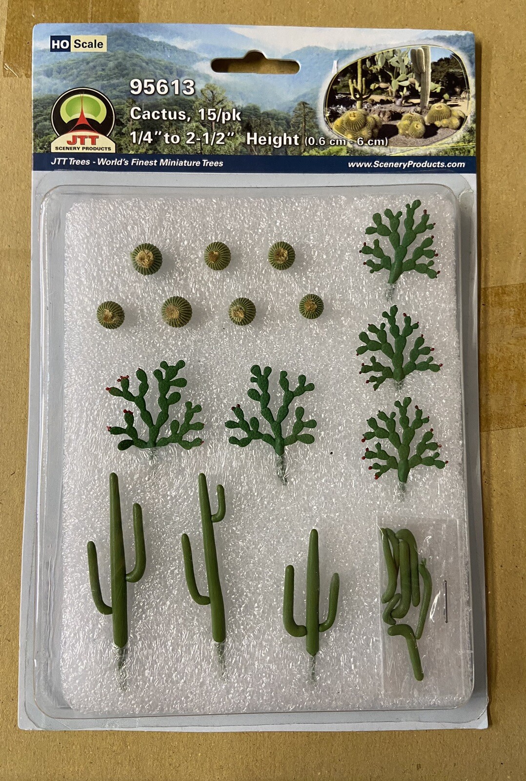 JTT SCENERY PRODUCTS HO SCALE #95613 CACTUS PLANTS 15pk 1/4" 2-1/2 ...