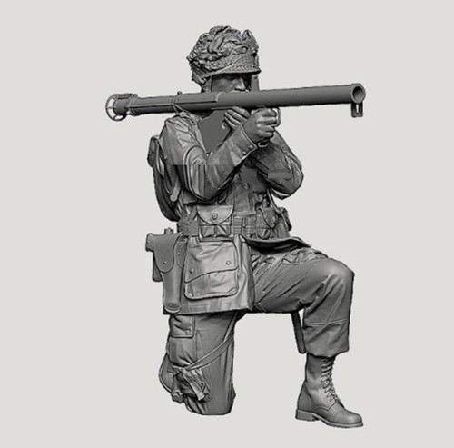 1/35 Resin Figure Model Kit US Soldier Rocket Launcher Paratrooper WW2 ...
