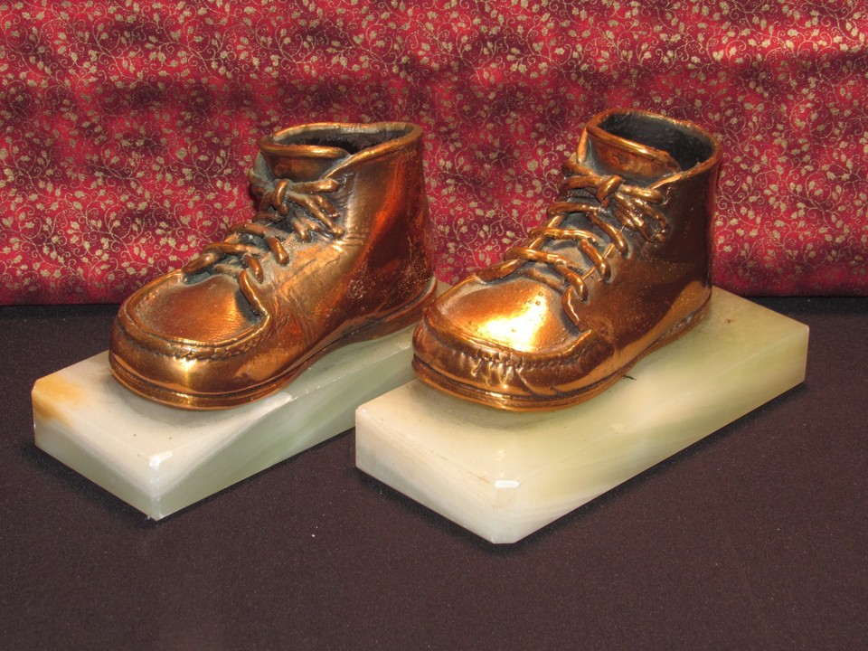 Vintage Baby Bootie Book Ends Classic Bronze Baby Booties Bronze And ...