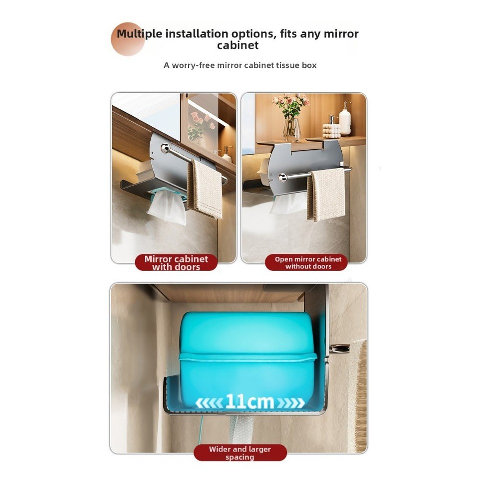 Tool-free Setup Paper Towel Holder Wall Mounted Rack Space-saving ...