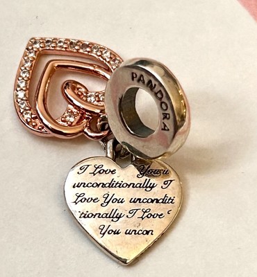 Pandora Entwined Hearts Double Dangle Charm 781062C01 | eBay