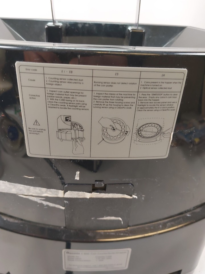 *Tested Working* CASSIDA C200 Coin Change Counter Sorter missing CATCH ...
