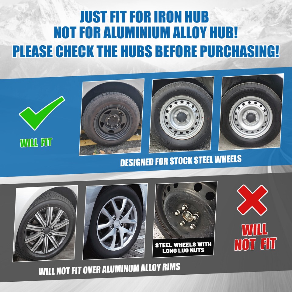 13"Chrome Hubcaps Wheel Covers Snap On Full Hub Caps fit R13 Tire ...