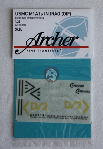 Archer 1/35 USMC Marines M1A1 Abrams Tank Markings OIF Op. Iraqi ...