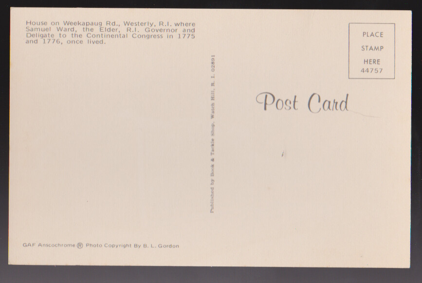 WESTERLY RHODE ISLAND RI house on Weekapaug Rd Samuel Ward Postcard | eBay