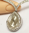 Villereuse Watch Rhinestone 17 Jewel Swiss Made Pendant Necklace ...
